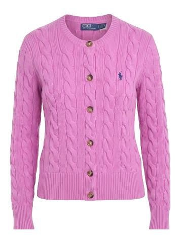Polo Ralph Lauren Cable-knit Wool And Cashmere Cardigan - Purple