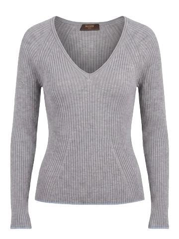 MOORER Virgin Wool V-neck Sweater - Grey