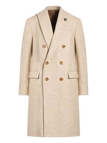 LARDINI Double-breasted Wool And Alpaca Blend Coat - Beige