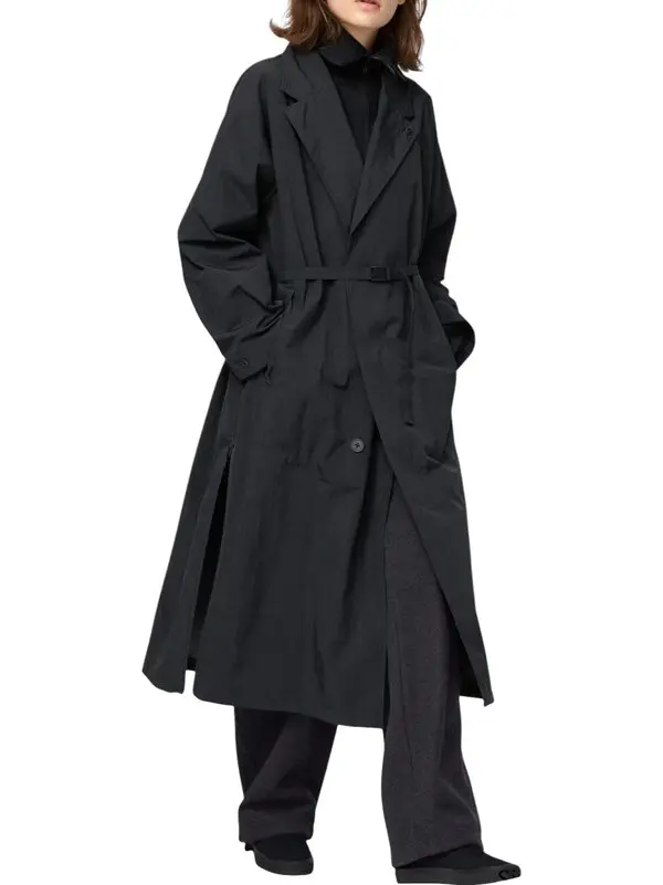 Uniqlo Single Breasted Long Coat With Water-repellent Finish - Black