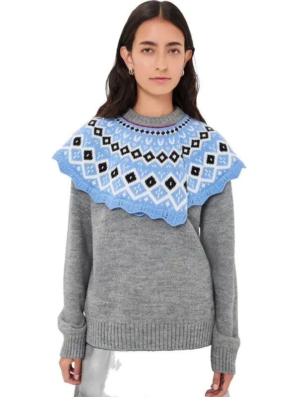 MSGM Fair Isle Cape Sweater - Grey