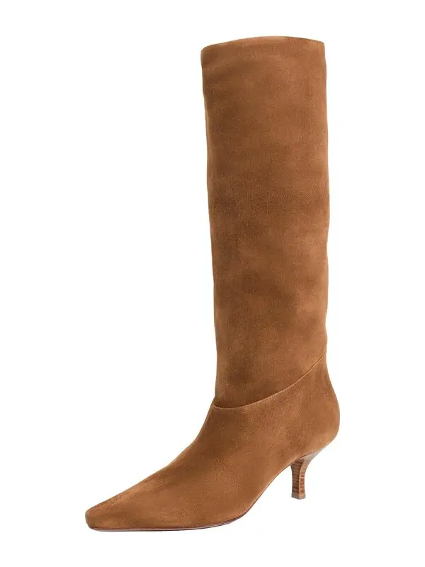 Paris Texas Suede Pointed Toe Boots - Cognac