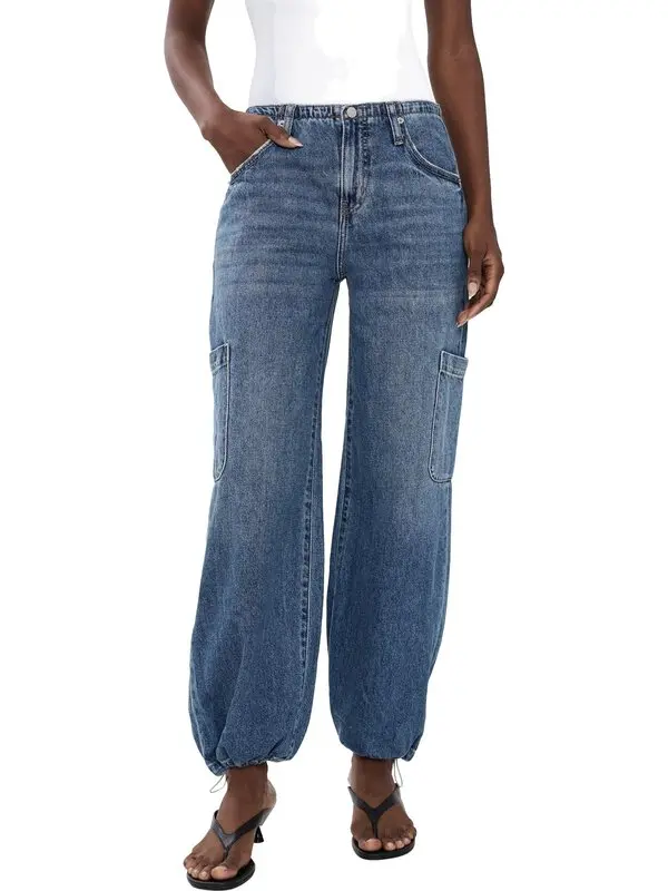 DAZE Mirage Mid Rise Cargo Harem Jeans - Snap