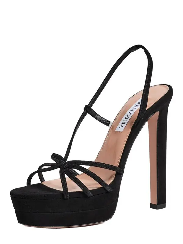 AQUAZZURA Talk To Me Plateau Sandals 130mm - Black