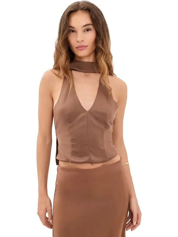 Lioness Front Row Halter Top - Chocolate