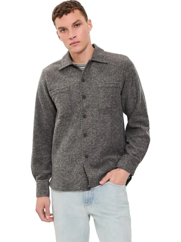 Universal Works Dam Marl Knit Overshirt - Mid Brown