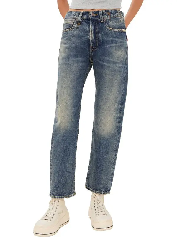 R13 Distressed Boyfriend Jeans - Bowery Indigo