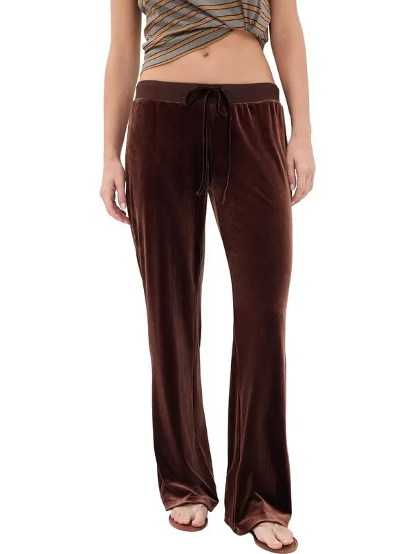 Lioness Alba Track Pants In Velour - Chocolate