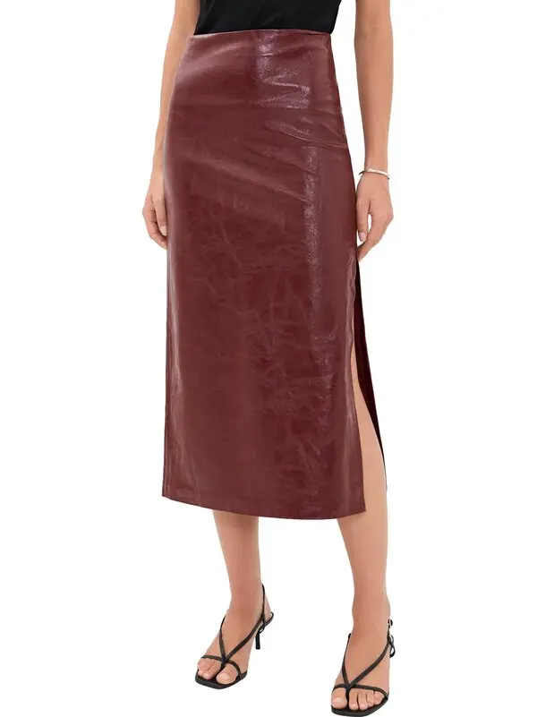 Alice + Olivia Maeve Vegan Midi Skirt - Cognac