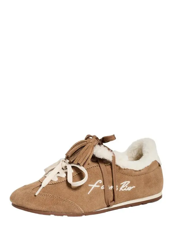 Farm Rio Suede Sherpa Lined Sneakers - Sand