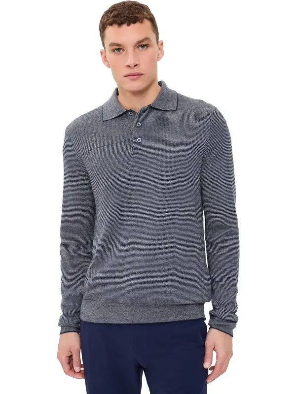 Rlx Ralph Lauren Merino Coolmax Striped Polo Sweater - Navy Combo