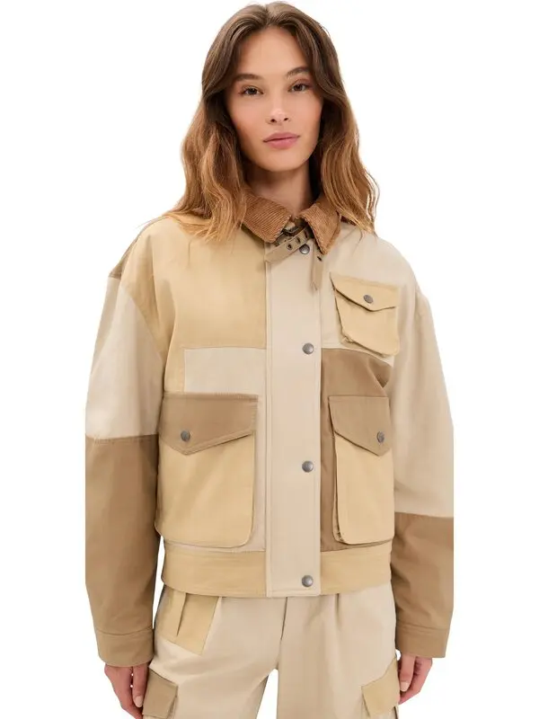 Isabel Marant Étoile Risla Colorblock Bomber Jacket - Beige