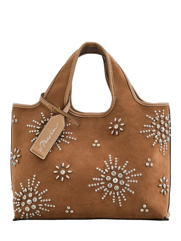 3.1 Phillip Lim Faux Suede Market Tote With Studded Embellishments - Sable