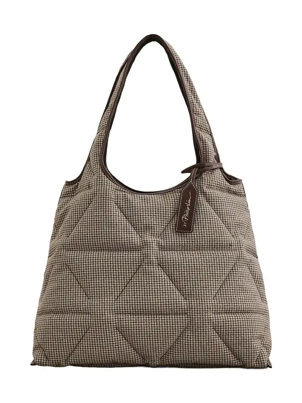 3.1 Phillip Lim Quilted Tweed Houndstooth Tote Bag - Brown Multi