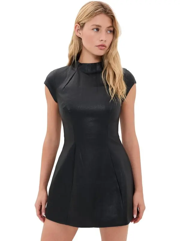 Bardot Delphi Faux Leather Mini Dress - Black