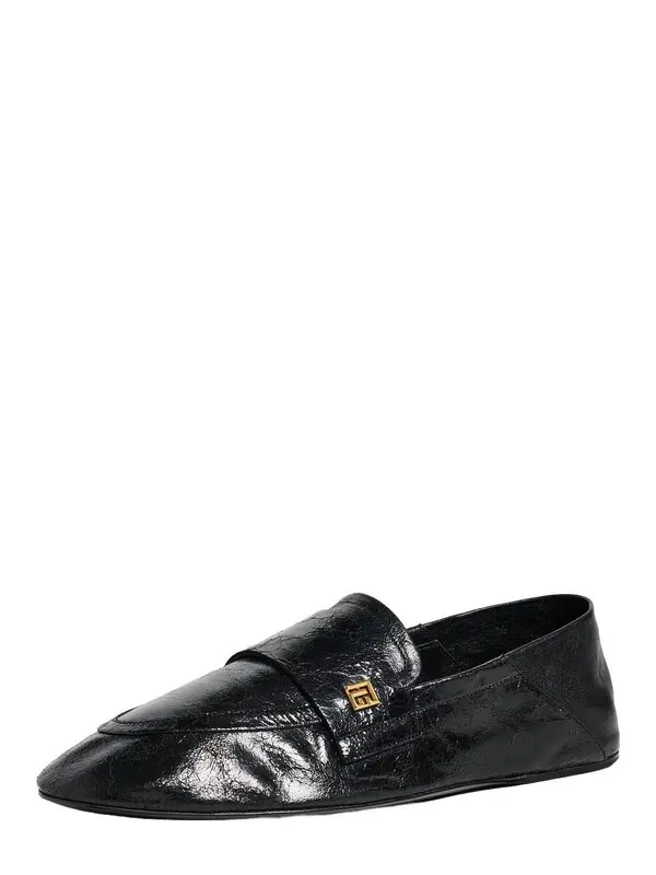 Balmain Lambskin Flat Loafers - Noir