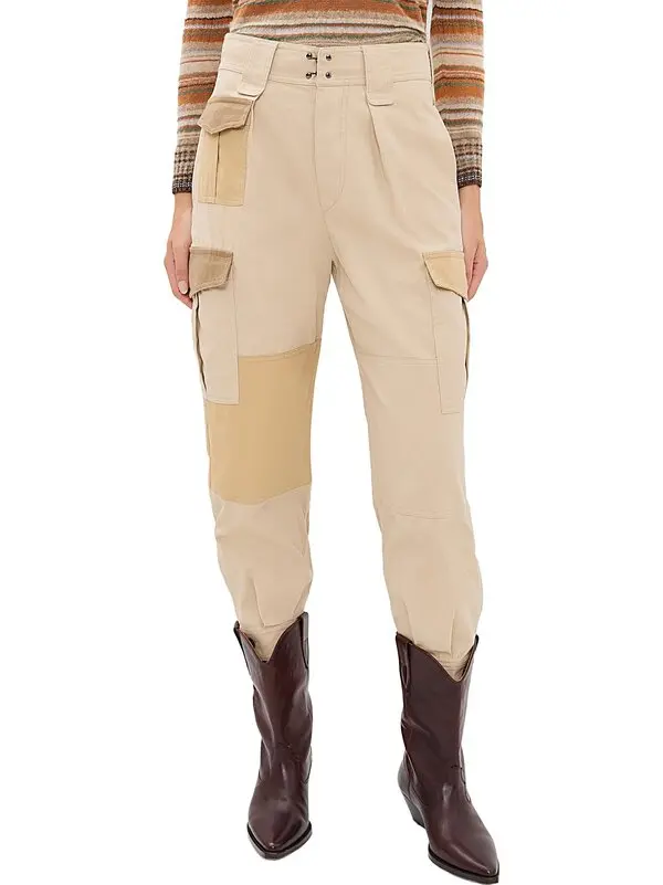 Isabel Marant Étoile Renza Colorblock Twill Pants - Beige