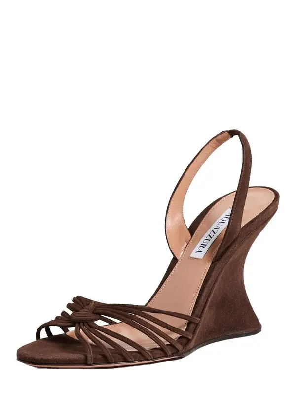 AQUAZZURA Serenity Suede Wedges 95mm - Espresso