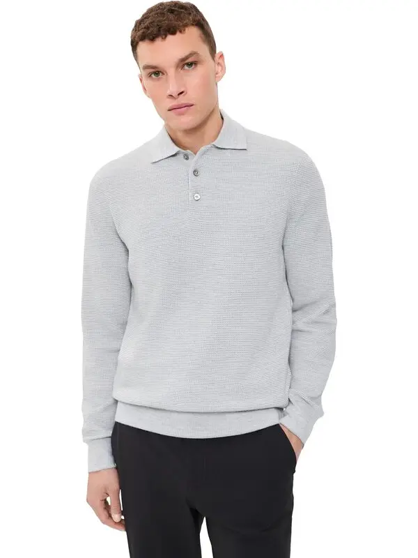 Rlx Ralph Lauren Merino Coolmax Striped Polo Sweater - Grey Combo