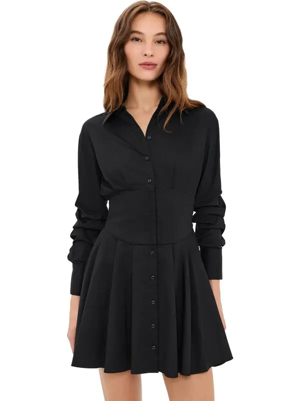 Alice + Olivia Edie Corset Button-down Mini Dress - Black