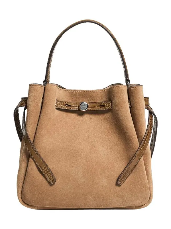 Tory Burch Romy Suede Bucket Bag - Stone