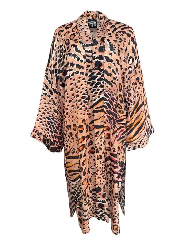 ANY OLD IRON Animal Print Duster - Orange/pink
