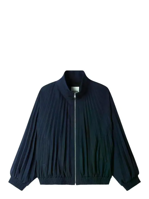 Sandro Plissé-effect Zip-up Bomber Jacket - Navy Blue