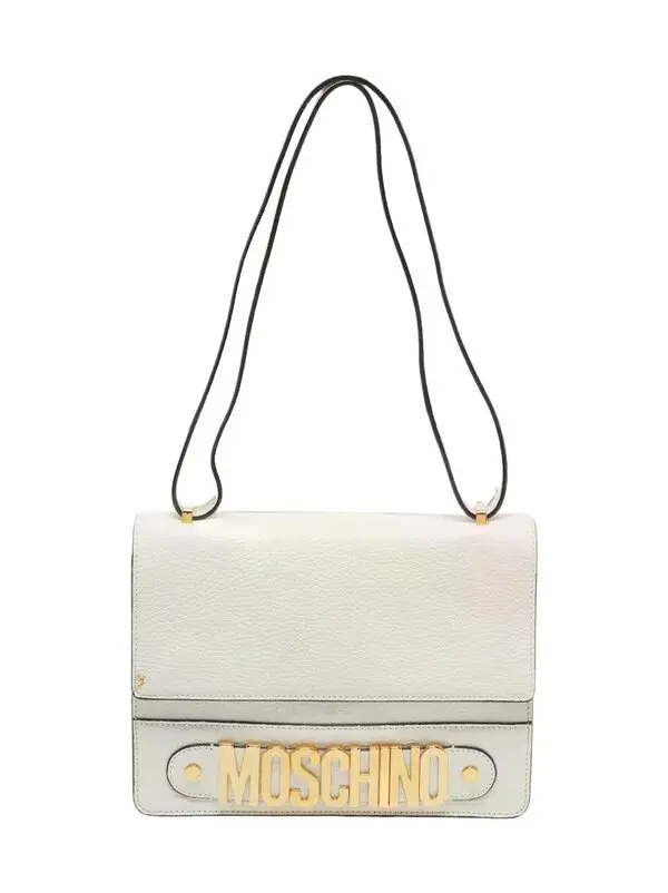Moschino Plaque Shoulder Bag - White