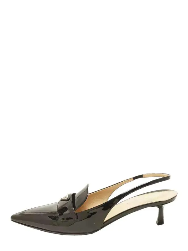 Prada Logo-plaque Slingback Pumps - Black