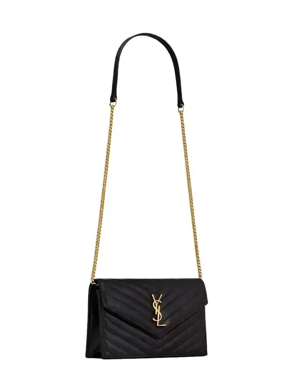 Saint Laurent Cassandre Quilted Leather Chain Wallet - Black