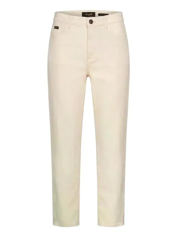 MOORER Sansa Logo-patch Straight-leg Jeans - Neutrals