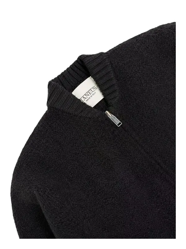 LANEUS Knit Zip-up Cardigan - Black