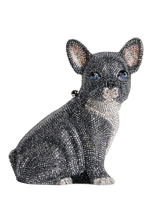 Judith Leiber Embellished French Bulldog Louie Clutch - Grey