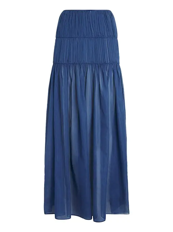 MORE NOIR Cotton-silk Maxi Skirt - Blue