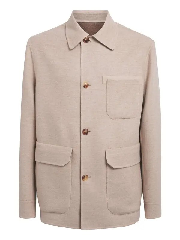BRETT JOHNSON Cashmere Double-chore Shacket - Beige