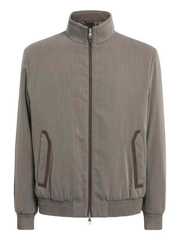 BRETT JOHNSON Wool-blend Zip-up Bomber Jacket - Green