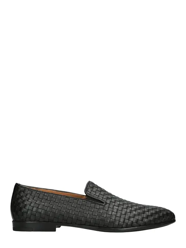 BROTINI Woven Leather Loafers - Black