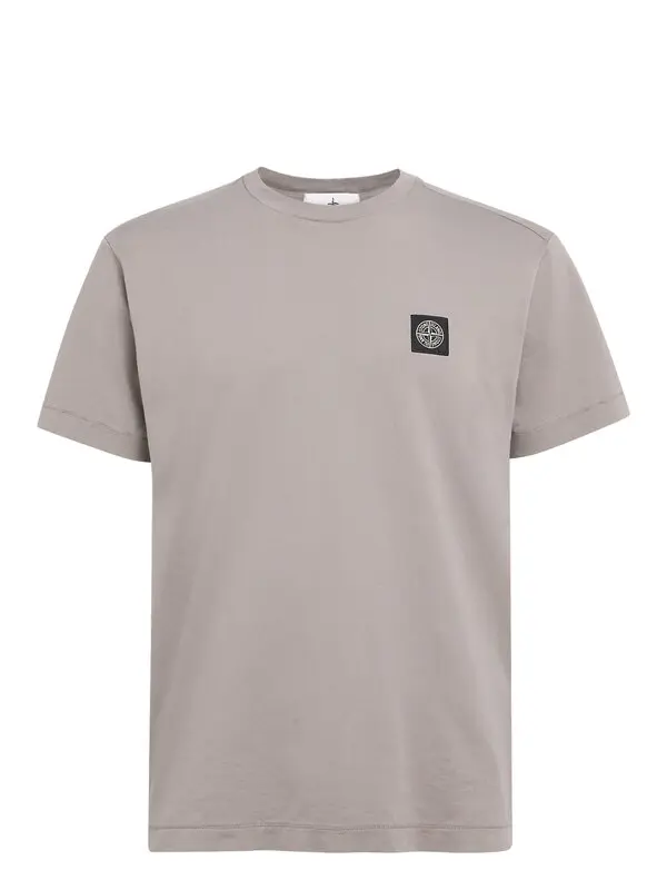 Stone Island Cotton Compass Logo T-shirt - Grey