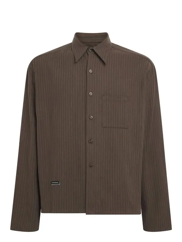 SONG FOR THE MUTE Stripe School Shirt - Brown