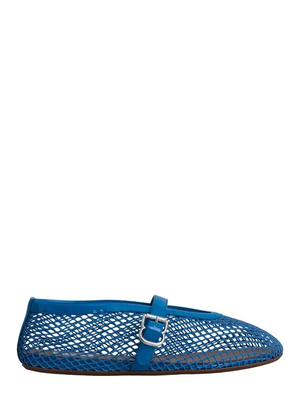 Alaïa Leather Mesh Ballet Flats - Blue