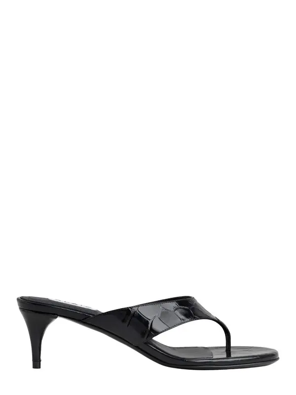 Alaïa 55mm Croc-embossed Leather Thong Mules - Black