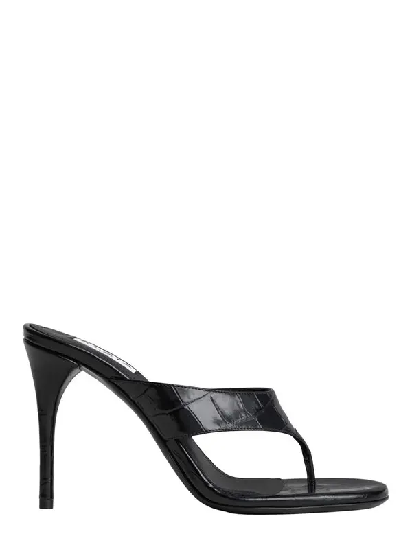 Alaïa Croc-embossed Leather Thong Mules 90 - Black