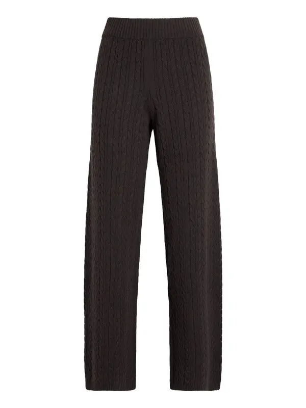 Agnona Cashmere Cable-knit Wide-leg Trousers - Brown