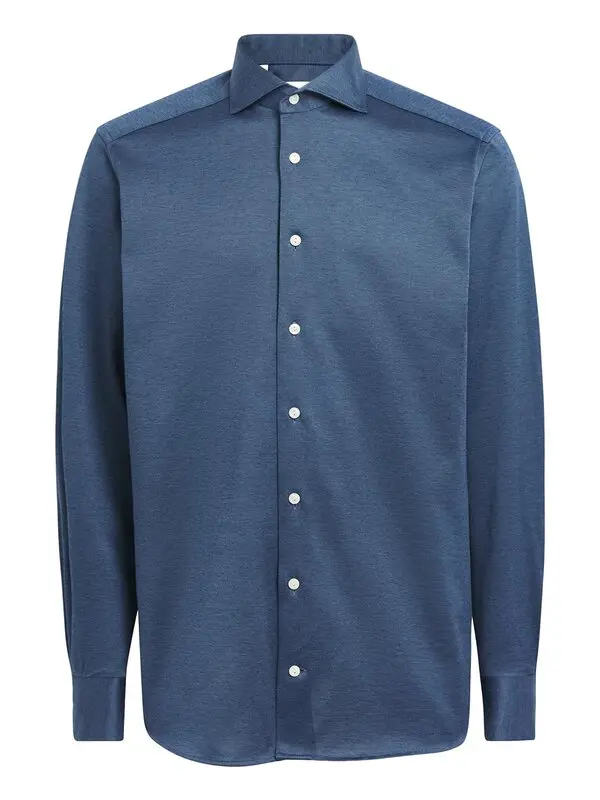 Eton Cotton Filo Di Scozia Contemporary Fit Shirt - Blue
