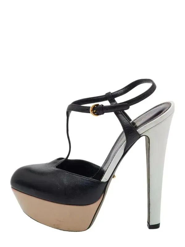 SERGIO ROSSI T-strap Platform Sandals With Buckle And Gold-tone Hardware - Black