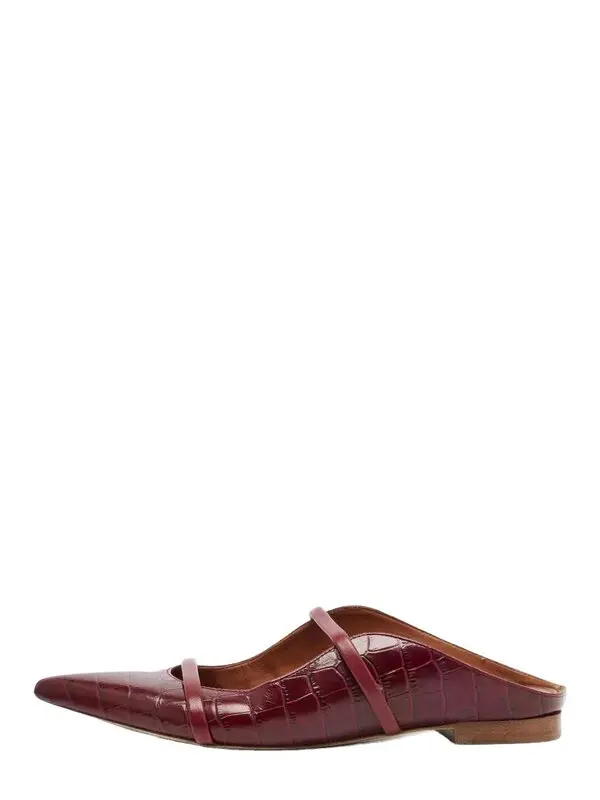 MALONE SOULIERS Maureen Croc-embossed Mules - Red