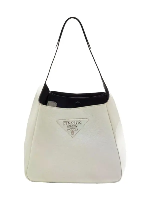 Prada Small Dynamique Triangle Logo Tote Bag - Neutrals