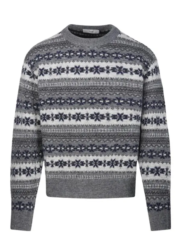 DUNST Fair Isle Knit Sweater - Grey