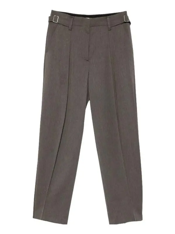 SYSTEM Buckle-detail Pressed-crease Tailored Trousers - Grey