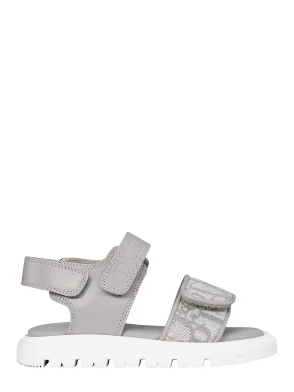 Dior Embossed Signature Sandals - Gray